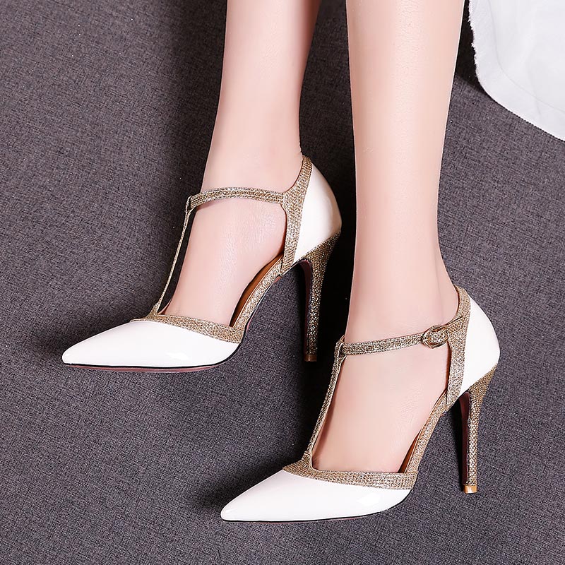 Women's Elegant T Strap High Heel Wedding Party Dress Shoes