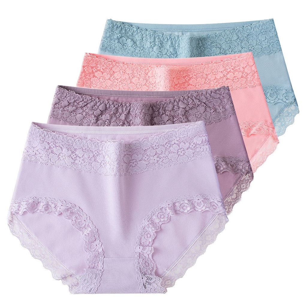 Set of 12 Women's Comfortable Soft Cotton Lace Briefs