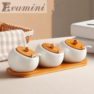 Creative Kitchen Ceramic Condiment Storage Pots